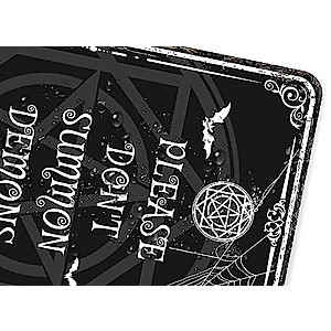 Spooky Metal Sign Please Do Not Summon Demons In The Bathroom,Gothic Bathroom Decor Wall Art,Halloween Decorations Witchy Goth Room Decor 12x8 Inches