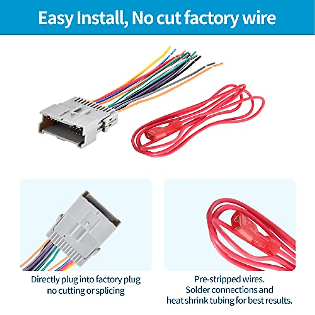 RED WOLF Radio Wiring Harness Male & Female Connector Adapter Plug Replacement for GM Chevy Silverado GMC Buick Vehicles 2003-2007 Install Aftermarket Stereo Wire Cable Plug Kit