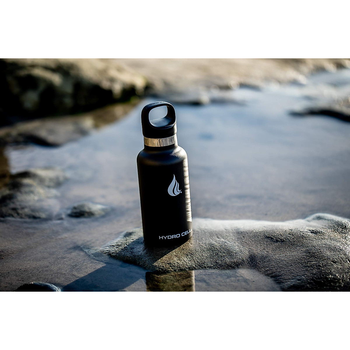 HYDRO CELL Stainless Steel Water Bottle with Straw & Standard Mouth Lids (32oz 24oz 20oz 16oz) - Keeps Liquids Hot or Cold with Double Wall Vacuum Insulated Sweat Proof Sport Design (Black 16oz)*