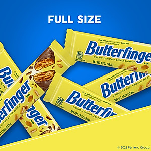 Butterfinger, Chocolatey, Peanut-Buttery, Full Size Individually Wrapped Candy Bars, 1.9 oz each, Bulk 36 Pack