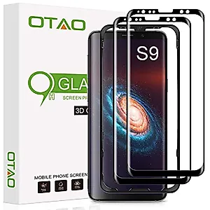 OTAO (2 Pack) Galaxy S9 Screen Protector Tempered Glass, 3D Curved Dot Matrix [Full Screen Coverage] Glass Screen Protector for Samsung Galaxy S 9 with Installation Tray [Case Friendly]