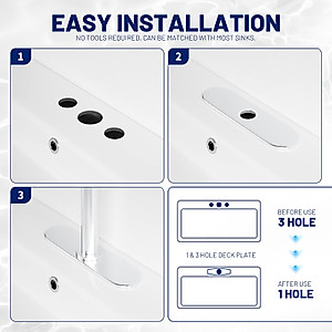 BWE Kitchen/Bathroom Faucet 1 or 3 Hole Chrome Deck Plate, Stainless Steel, Polished, 10 Inch Oversized Base, Vessel Vanity Faucet Cover