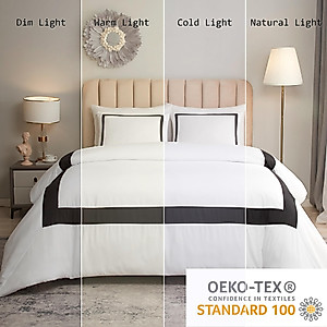 OSVINO Hotel Duvet Cover Set King Size 3Pcs Microfiber Black Line Pattern Bedding Collection Ultra Soft Breathable Duvet Cover with Pillowcases