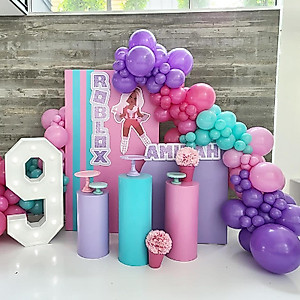 Pink Purple Blue Balloon Arch Kit, 110Pcs Pink Purple Balloon Garland Kit with Teal Blue, Pink and Purple Balloons, Pink Purple Blue Balloon Arch for Baby Shower Birthday Wedding Party Supplies