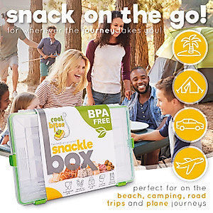 Reel Bites Snackle Box Container for Travel Snack Container - Snackel Box Snack Box Container Snack Tray with Lid Snack Tackle Box for Snacks - Snacklebox Snackle Box Charcuterie Container (Large)