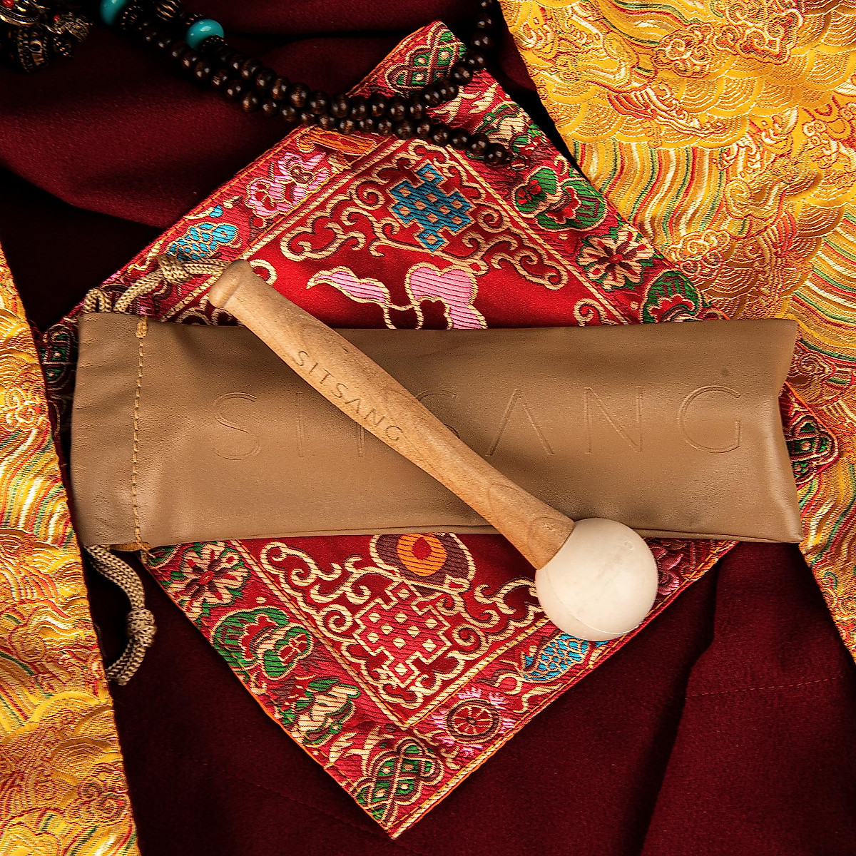 SITSANG A Note Crystal Singing Bowl Third Eye Chakra 6 inch with Sponge Padded Singing Bowl Tank and Singing Bowl Suede Striker and Rubber Mallet