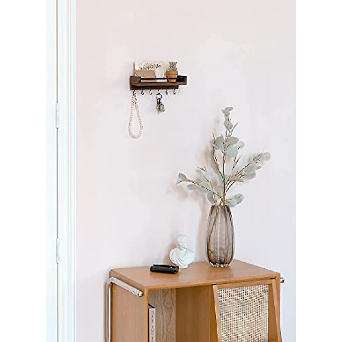 Mkono Wall Mounted Wine Rack and Key Holder with 6 Hooks