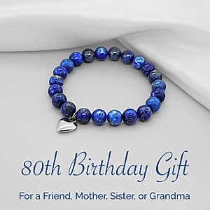 OLGAS GEMS 80th Birthday Milestone Bracelet & Meaningful Message Card for Women - Beautiful and Sentimental 80th birthday gifts for women