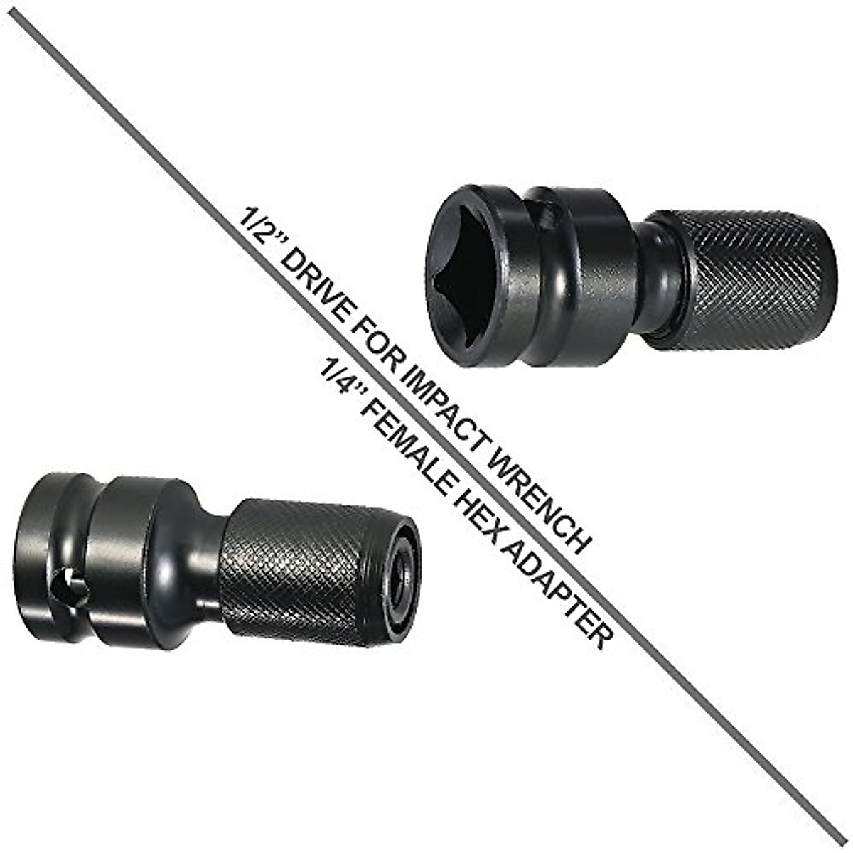 Yakamoz Quick Release 1/2-Inch Square Drive to 1/4-Inch Hex Female Socket Adapter Converter Chuck Adaptor for Impact and Ratchet Wrenches