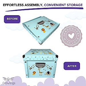 GroWings | Baby Keepsake Box, Baby Memory Box | Large Blue Keepsake Gifts Box for Newborn Baby Boy or Baby Girl | Strong, Durable & Collapsible Memory Storage Box
