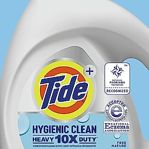 Tide Hygienic Clean Heavy Duty 10x Free Liquid Laundry Detergent, Unscented, 59 loads, 92 fl oz, HE Compatible