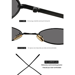 MEETSUN Vintage Small Oval Sunglasses For Women Men Metal Frames Designer Gothic Glasses - Matte Black Frame/Grey Lens