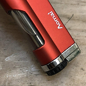 Piioket Mini Metal Windproof Refillable Butane Gas Fuel Viewable Jet Flame Cigar Cigarette Lighter with Electric Wire Ignition Protection - Aomai Red