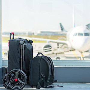 Radio Flyer Collapsible Folding Push and Pull Stroller Kids Wagon with Protective Canopy Cover and Travel Case for Ages 1 and Up, Black