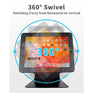 CarrieCathy Desktop Anti-Theft Security Kiosk POS Stand Holder Enclosure for 10.2" 2021 iPad 9th Gen 2020 iPad 8th Gen 2019 iPad 7th Gen, Flip & 360° Swivel Design