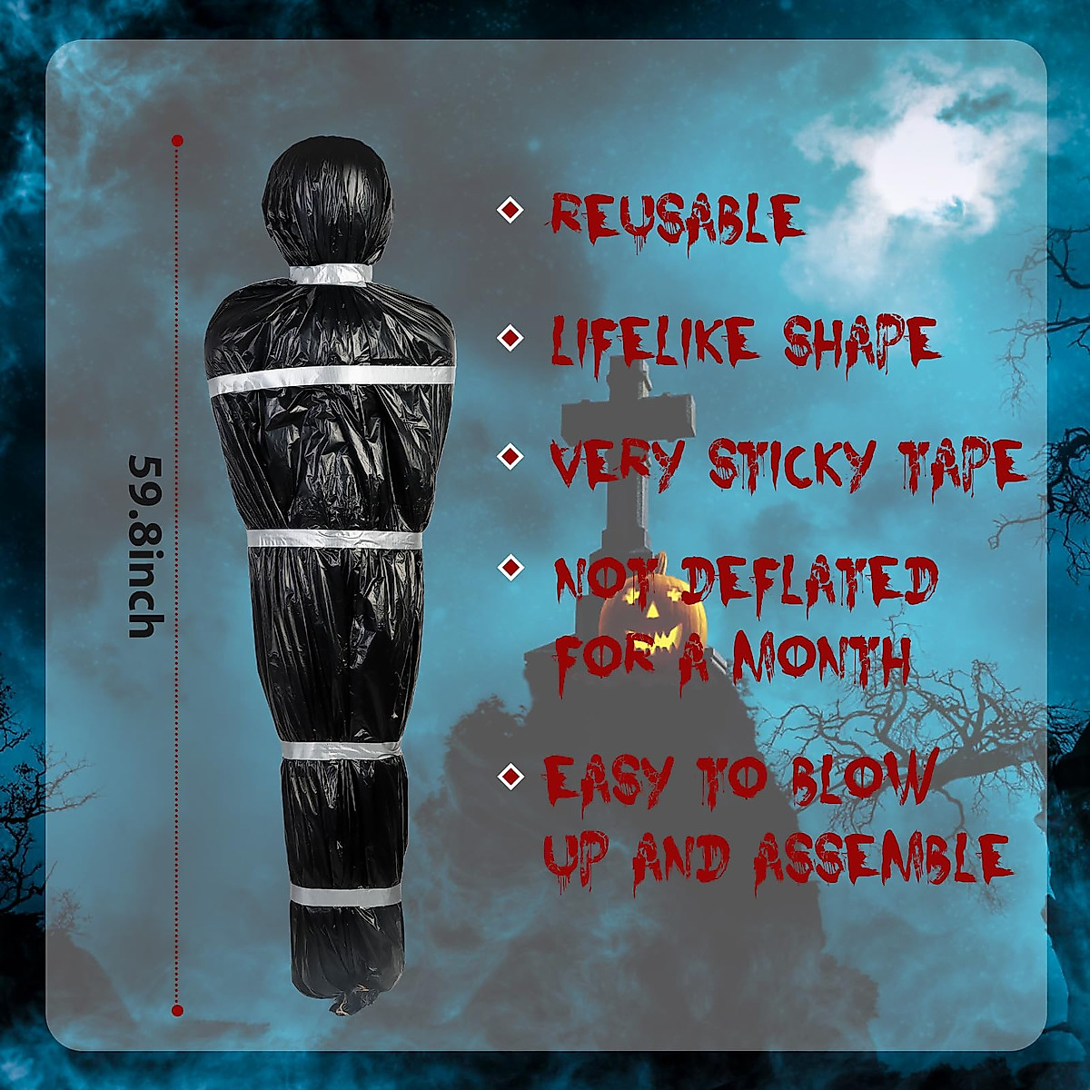 5 FT Hanging Corpse Dead Victim Props Halloween Decorations, Inflatable Halloween Decorations Outdoor, Halloween Inflatable Yard Decorations Halloween Props, Haunted Creepy House Halloween Decor Set