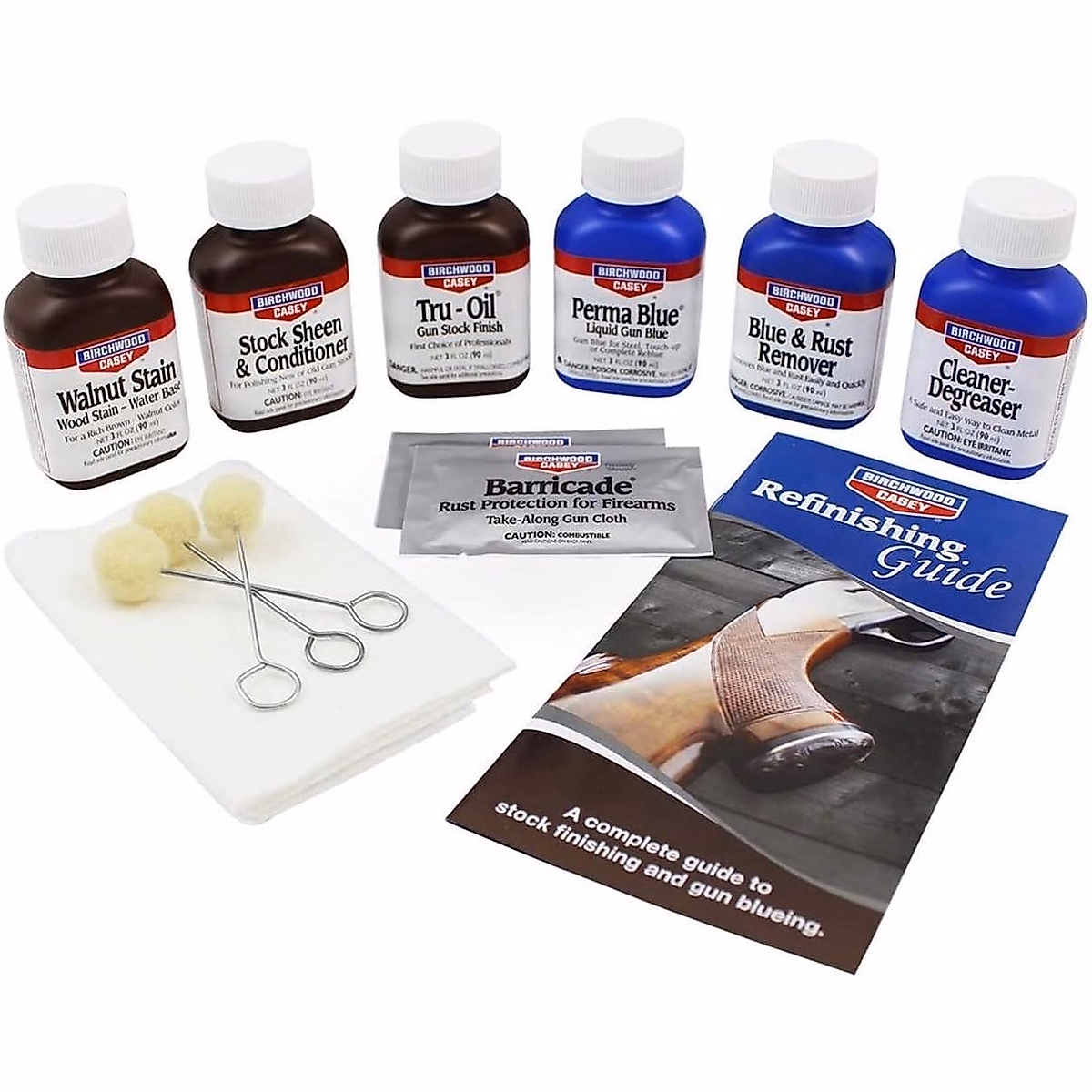 Birchwood Casey Easy-to-Use Deluxe Perma Blue & Tru-Oil Complete Finishing Kit for Gun Blueing and Stock Finishing