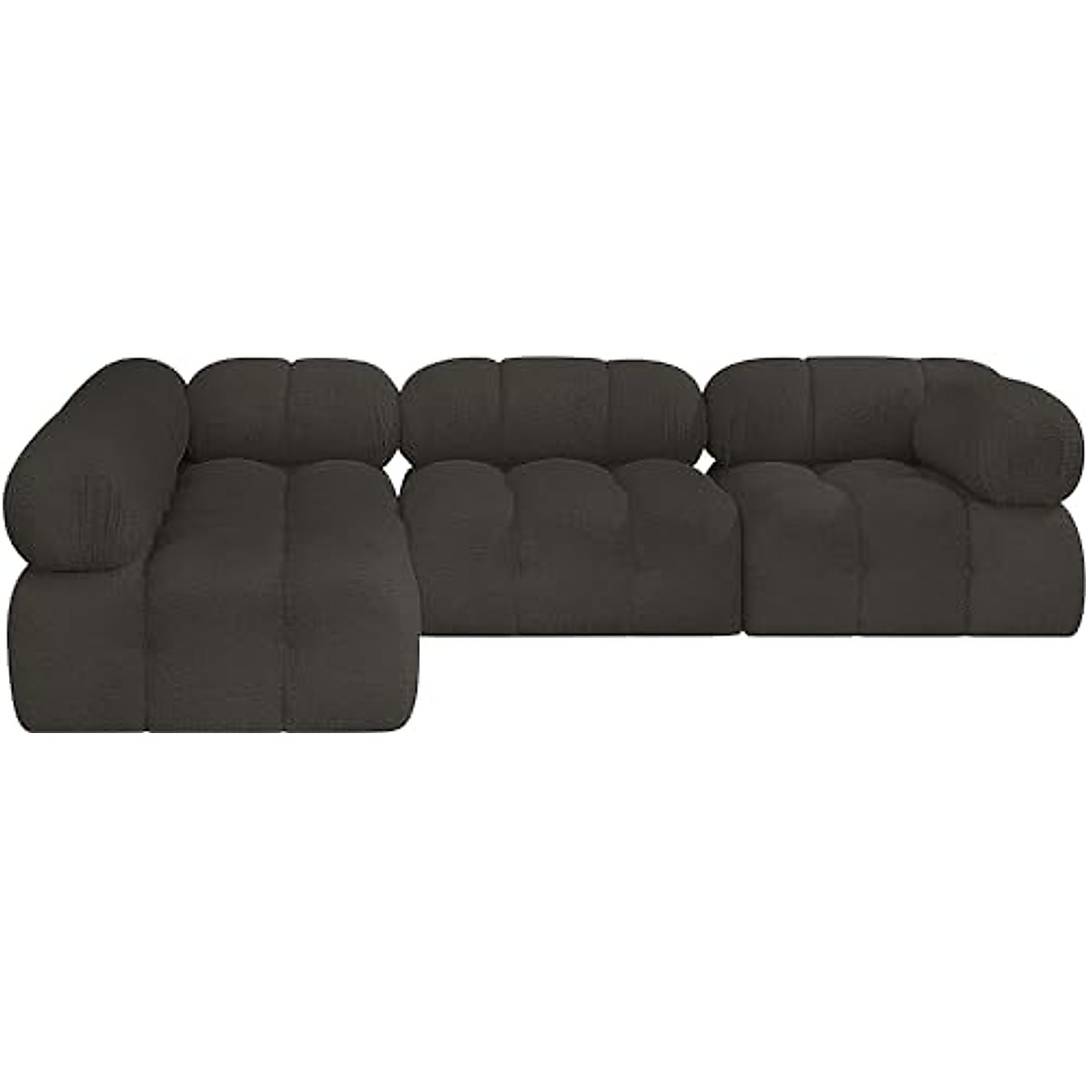 Meridian Furniture 611Brown-Sec4A Ames Collection Modern | Contemporary Modular Sectional with Rich Brown Boucle Fabric, Modular to Create Infinite Configurations, 102" W x 68" D x 28" H, Brown