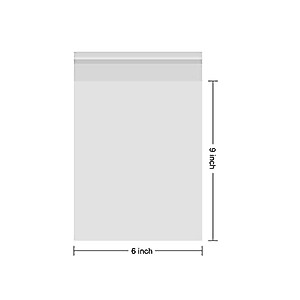 200ct - 6x9 Self Sealing OPP Cello Bags, 1.4 Mils Thick, Adhesive Strip, Safe For Baked Treats, Party Souvenirs, Documents & More