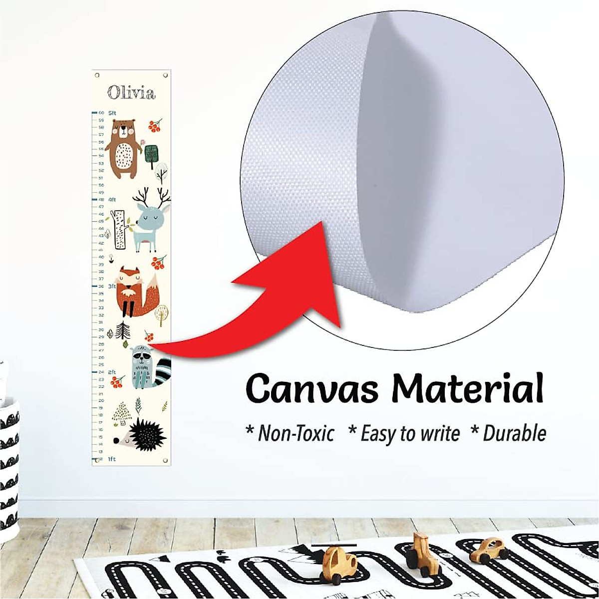 Personalized Kids Canvas Growth Chart, Height Chart, Growth Chart Banner