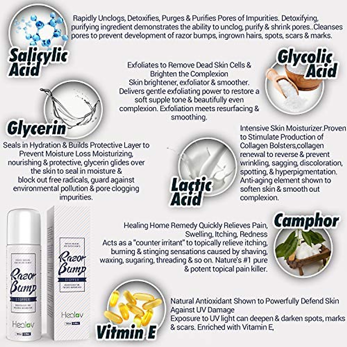 Roll On Razor Bump Treatment for Bikini Area, Legs, Underarms, Groin, Face – Natural Post Shaving & Waxing Dark Spot Removal Ingrown Hair Razor Burn Relief Ointment Solution for Women & Men