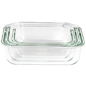 Martha Stewart Rectangular Glass Containers With Snap Lids, Set of 3