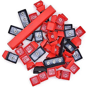 Meideli 104Pcs Gaming Keyboard Caps, Universal Keycaps for Mechanical Keyboard, ABS Backlight Wear-Resistant Key Caps Replacement Keyboard Accessories Black Red