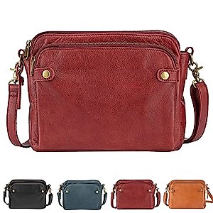 Crossbody Leather Shoulder Bags and Clutches, 3 Layer Crossbody Leather Shoulder Bags and Clutches (Red)