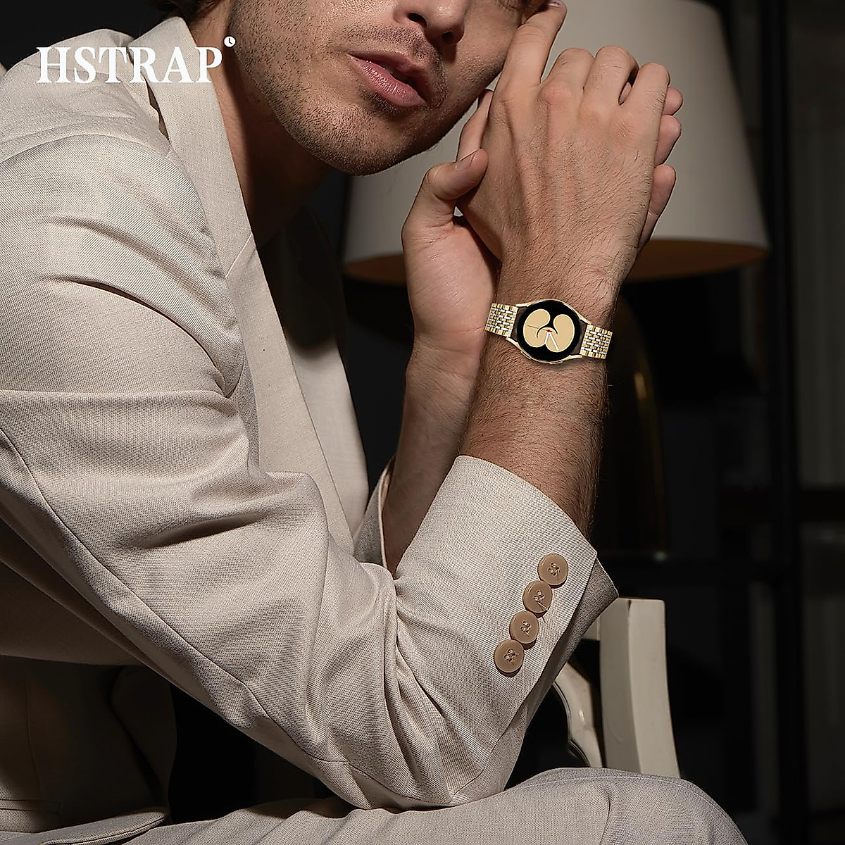 Hstrap Quick Release Metal Watch Band Compatible with Samsung Galaxy Watch 7/6/5/4 Bands 40mm 44mm/Galaxy Watch 6 Classic 43mm 47mm/Galaxy Watch 5 Pro 45mm, 20mm Mesh Watch Bands Women Men Gold-Silver