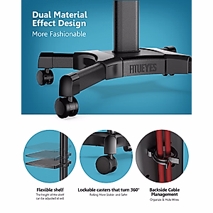 FITUEYES Tall TV Cart Mobile TV Stand for 32 to 70 Inch LED LCD Flat Curved Screen TVs Rolling Black Swivel Floor Stand with Height Adjustable Shelf & Lockable Casters - VESA 600x400mm, holds up 88lbs