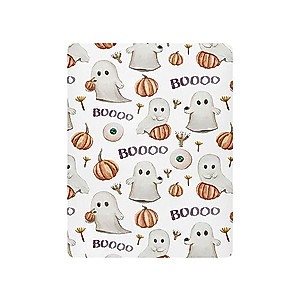 Mazeann Ghosts Pumpkins Halloween Crib Sheets Soft Breathable Fitted Baby Playard Sheets Mattress Cover for Girl Boys, 39" x 27" x 5"