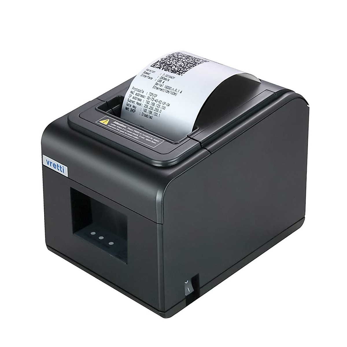 vretti Thermal Receipt Printer, 3'1/8 80mm Direct Thermal Printer with USB Serial LAN Port - Kitchen POS Printer ESC/POS Command Support Cash Drawer