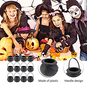 SEWACC 12 pcs 5x7cm Cauldron Kettles Handle Halloween Party Candy Buckets Witch Cauldron Decorations Hanging Props