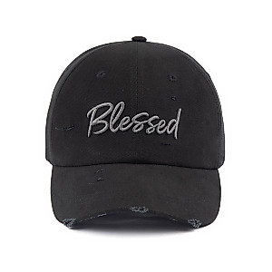 Blessed Hat Distressed Black by Bloomouflage