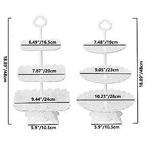 Set of 2 White 3-Tier Cupcake Dessert Stand with Base, Fruits Desserts Candy Sweets Buffet Display Plate Decor Serving Platter for Tea Party Wedding Birthday Baby Shower Celebration Home Decoration