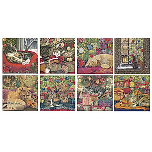 A Rare Breed Cat Christmas Cards, 8 Designs Multipack, Traditional Tabby and Ginger Cats Xmas Card Recyclable, Happy Holidays.