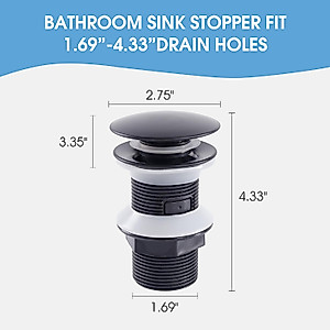 Bath Tub Drain and Overflow Kit, Black Bathtub Drain Kit, Tip-Toe Bathtub Drain Replacement Kit with Coarse Thread