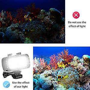 Suptig 30 LED Video Light Waterproof Light Underwater Light for Gopro Hero 12,11,10, 9, 8, 7, 6, 5, 4, 3,2, DJI osmo, Akaso and Canon Nikon Sony Olympus SLR Cameras Waterproof 180ft(55m)