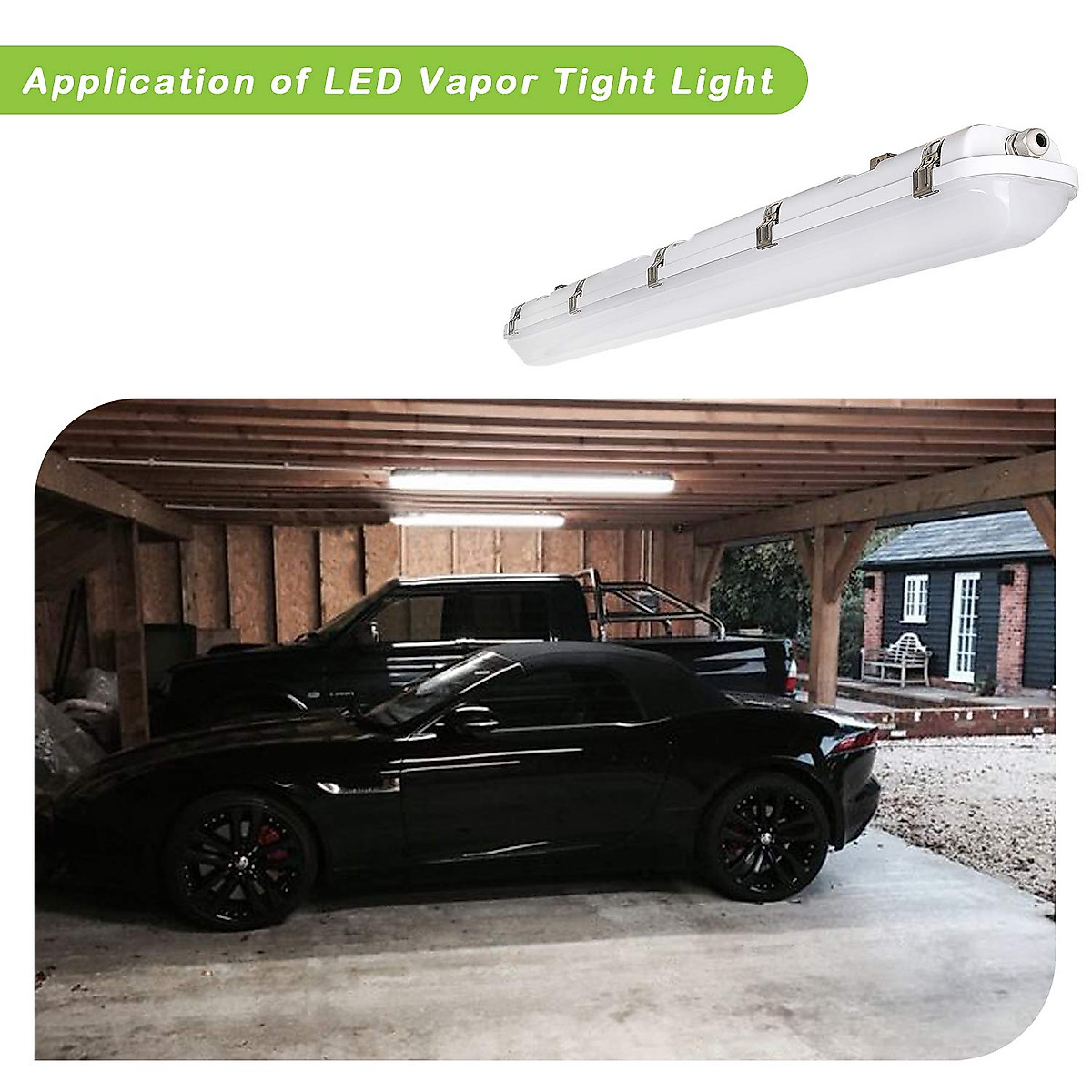 hykolity 4 FT LED Vapor Tight Light, 40/50/60W Vapor Light Fixture, 4000K/5000K/6000K CCT Selectable, [2-lamp F32T8 Equiv.] 130lm/W, Waterproof Shop Light for Parking Carport Car Wash, 1 Pack