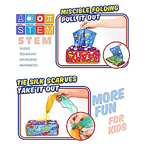 DINORUN Montessori Inspired Tissue Box Toy Set for Babies and Toddlers - Educational Sensory Play Toys