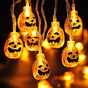 2 Pack Halloween Decoration Pumpkin String Lights, 9.8ft Total 40 LED Battery Operated 3D Halloween Light, Outdoor Decorative Lights for Patio, Garden, Gate, Yard, Halloween Christmas Decoration