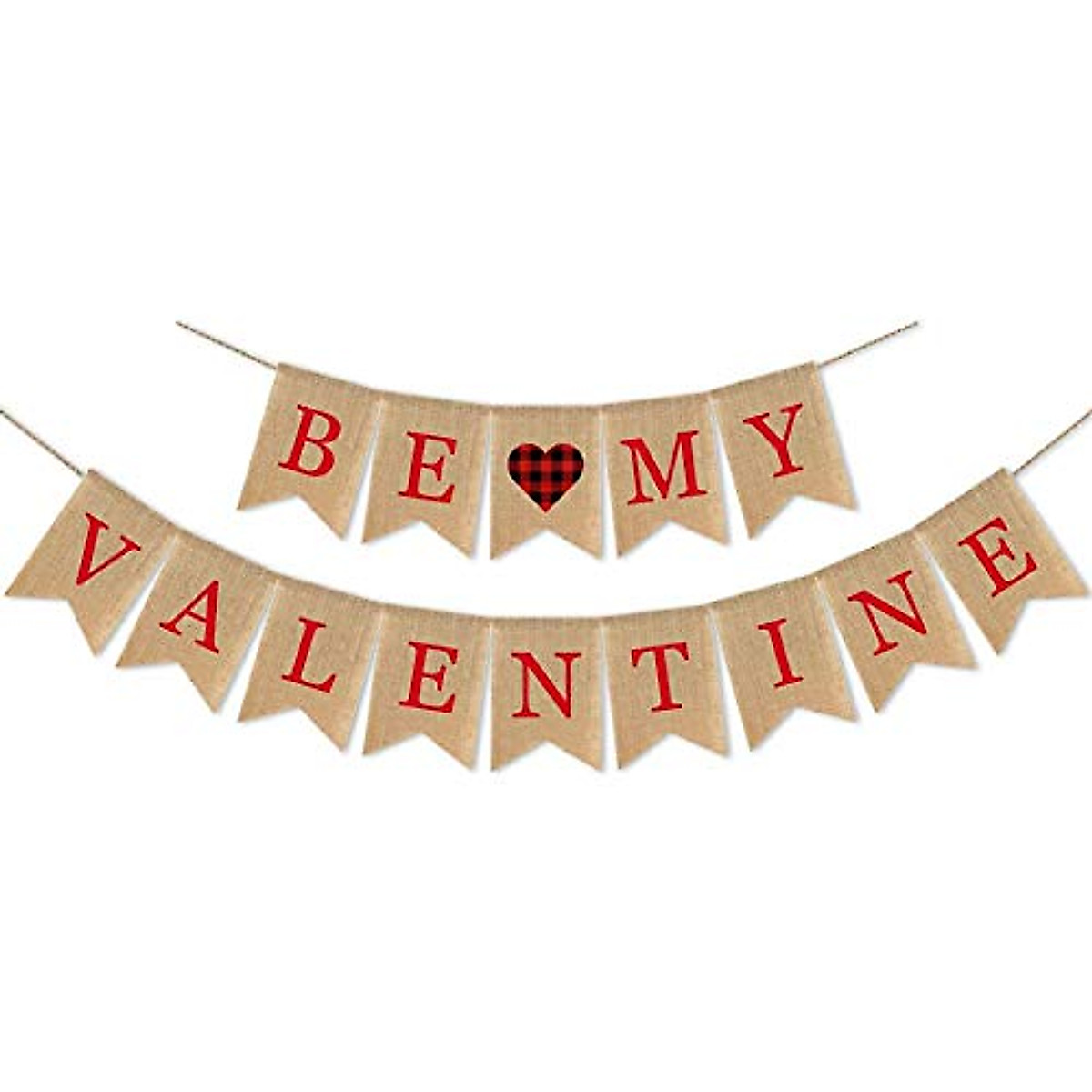 SWYOUN Burlap Be My Valentine Banner Happy Valentine's Day Party Supplies Garland Decoration