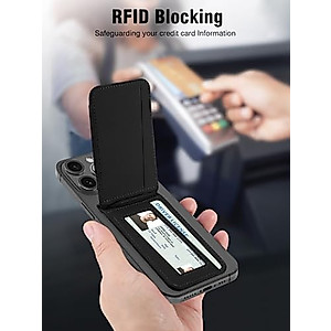 TopMade 2-in-1 MagSafe Wallet Stand, for iPhone Wallet with ID Window, Strongest Magnetic Wallet for iPhone 15/14/13/12 Series, Not for 13/12 Mini, 10 Card Holder, RFID Blocking, Vegan Leather, Black