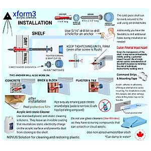 Xform3 4 inch Long, Floating Shelf, Clear Acrylic, Customizable! (2" deep)
