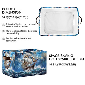 YETTASBIN Boat Storage Basket 1PC, Large Collapsible Toys Clothes Organizer, Long-Lasting Canvas Storage Bin with Handle for Shelves Closet Laundry Home Office Decor