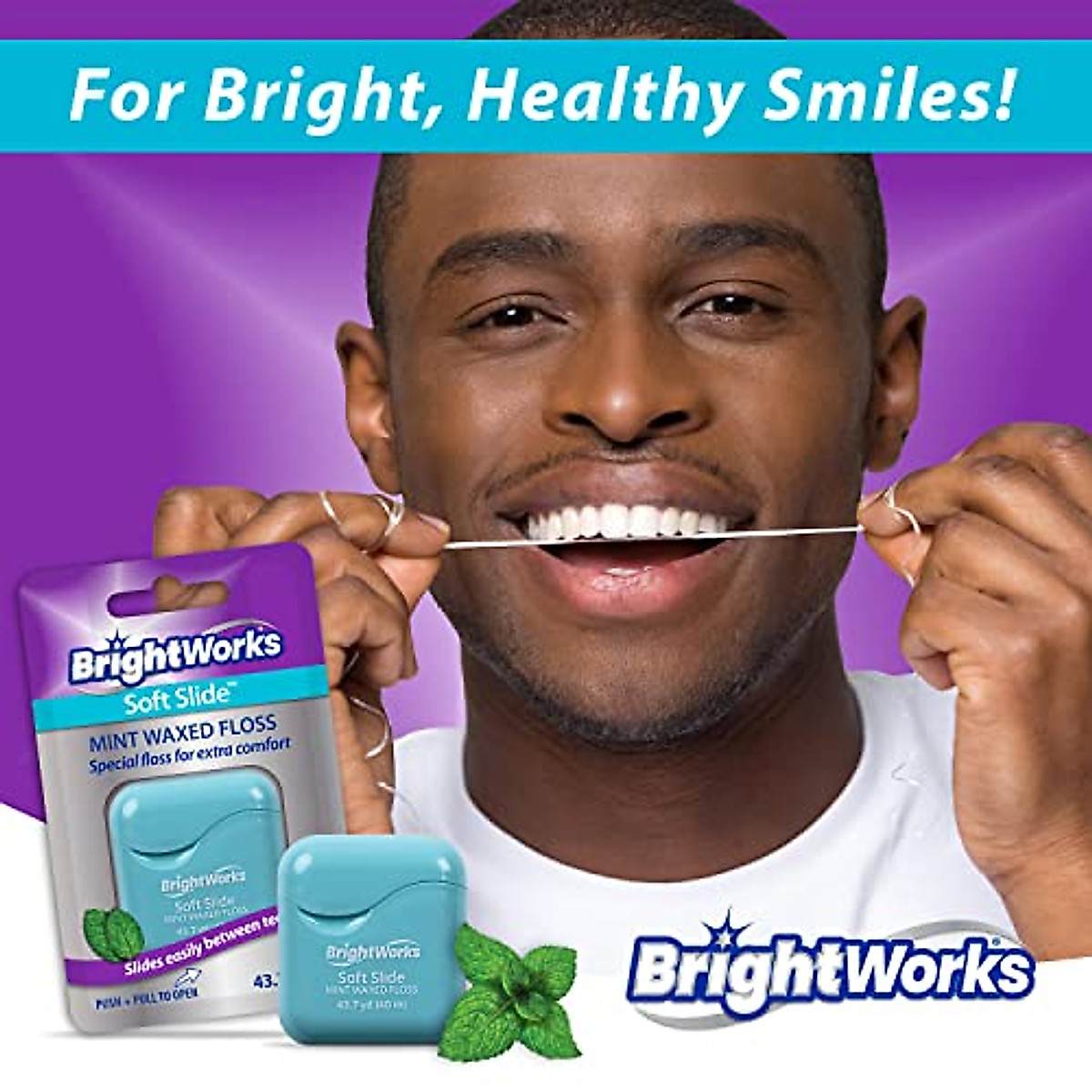 BrightWorks Soft Slide Dental Floss, for Tight Spaces and Extra Comfort, 43.7 Yards (Pack of 4)