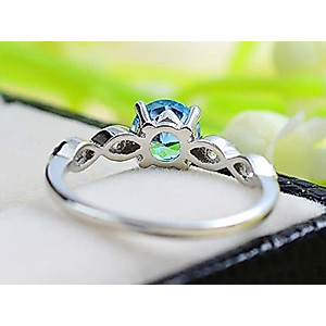 6 MM Round Cut Natural Swiss Blue Topaz Gemstone 925 Sterling Silver December Birthstone Solitaire Unisex Proposal Ring For Christmas Gift (Rose Gold Rhodium Plated Silver, 6)