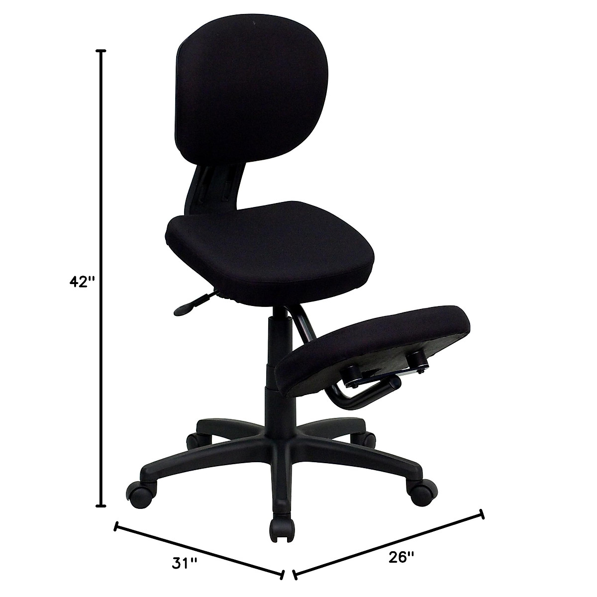 EMMA + OLIVER Mobile Ergonomic Kneeling Posture Task Office Chair in Black Fabric