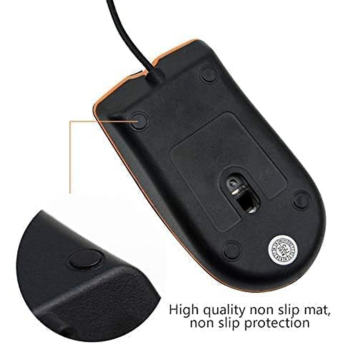 Guiheng Wired Mouse, USB Wired Computer Mouse for Right or Left Hand, Ergonomic Computer Mouse with Durable Clicks for PC, Computer, Laptop, Desktop, Chromebook, Notebook, Mac (Black)