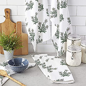 MUENINELE Dish Cloths Kitchen Towels, Edelweiss Flower Plants Austria Hand Drawn Pattern Dishcloths Soft Reusable Cleaning Cloths Absorbent Dish Towels for Household Cleaning, 4 Pack, 18"x28"